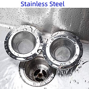 2 Pack 4.5" Kitchen Sink Drain Strainers, Stainless Steel Drain Cover with Anti Clogging Mesh, Thicken Edge