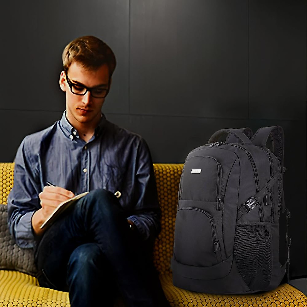 50L Travel Laptop Backpack Fits Up to 19 Inches Notebook Computer TSA Durable College School Bookbag with USB Charging Port &Raincover