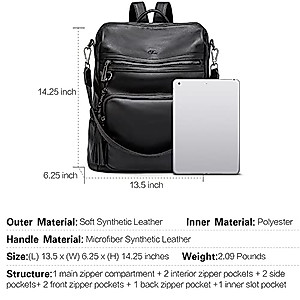 CLUCI Backpack Purse for Women Large Leather Fashion Designer Travel Ladies Convertible Black Shoulder Bags with Tassel