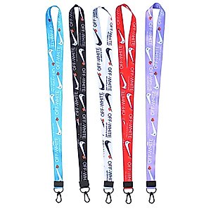 XIBINO 5pcs Off White Lanyard for Keys kdracoip Strap for Keychains ID Holder Key Phones with Quick Release Buckle Neck Lanyard (5 Colors)