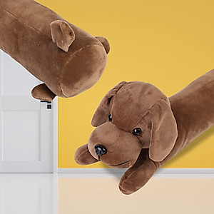 SANFERGE Dog Under Door Draft Stopper Heavy Duty, 3LB 34 Inch Decorative Fabric Door Draft Blocker, Animal Weather Stripping Sound Proof Bottom Seal, Save Energy Stopper Guard, Coffee Shar Pei