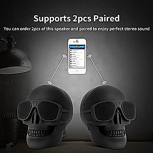 YSEECHENS Skull Speaker Portable Bluetooth Speakers 8W Output Bass Stereo for Desktop PC/Laptop/Mobile Phone/MP3/MP4 Player