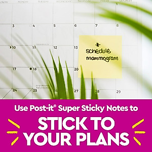 Post-it Super Sticky Notes, 4x6 in, 5 Pads, 2x the Sticking Power, Canary Yellow, Recyclable (660-5SSCY)