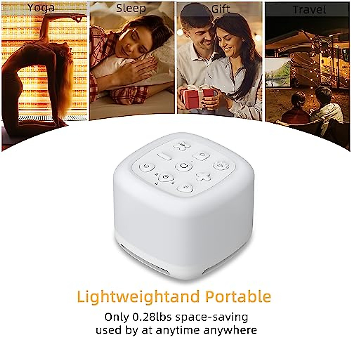 White Noise Sound Machine for Adults Baby & Night Light & Wireless Speaker 3 in 1, Portable White Noise Machine with 40 Soothing Sounds and 8 Colors Light for Sleeping, Relaxation, Privacy, Study