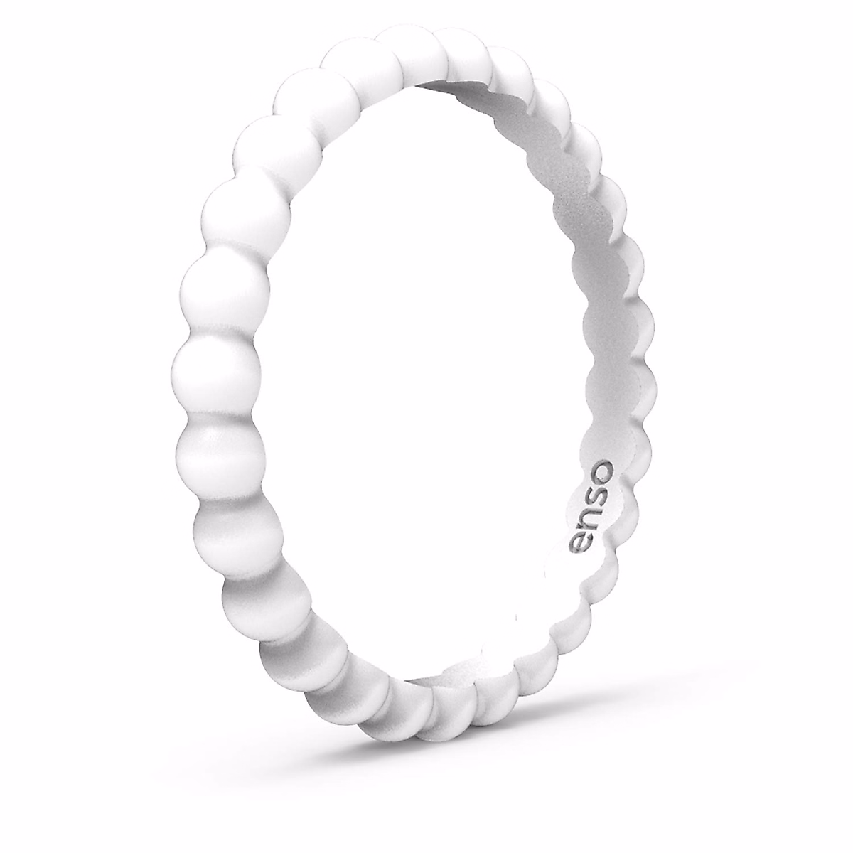 Enso Rings Stackable Beaded Silicone Wedding Ring – Hypoallergenic Unisex Stackable Wedding Band – Comfortable Minimalist Band – 2.5mm Wide, .8mm Thick (White, Size 6)