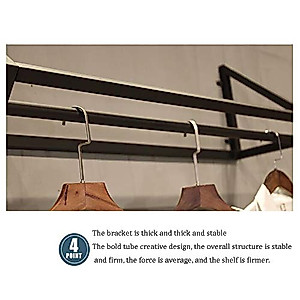 Metal Wall-mounted Floating Shelves, Industrial Pipe Commercial Clothing Display Rack Combination Shelves, Heavy Retail Store Clothing Racks,Clothes Rails for Laundry and Clothing Stores