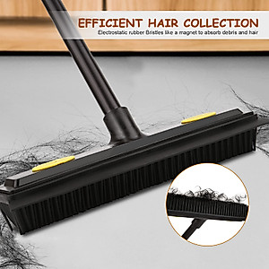 DoogePiit Rubber Broom for Pet Hair Remover,Carpet Rake-Rubber Broom with Squeegee, Portable Detailing Lint Remover Brush, Pet Hair Removal Tool for Carpet, Hardwood Floor, Tile, Window