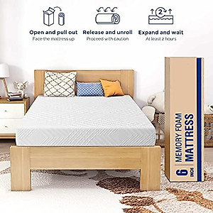 IULULU 6 Inch Twin Size Memory Foam Mattress, Bed in a Box Mattresses, Breathable Removable Quilted Cover, Medium Feeling, White