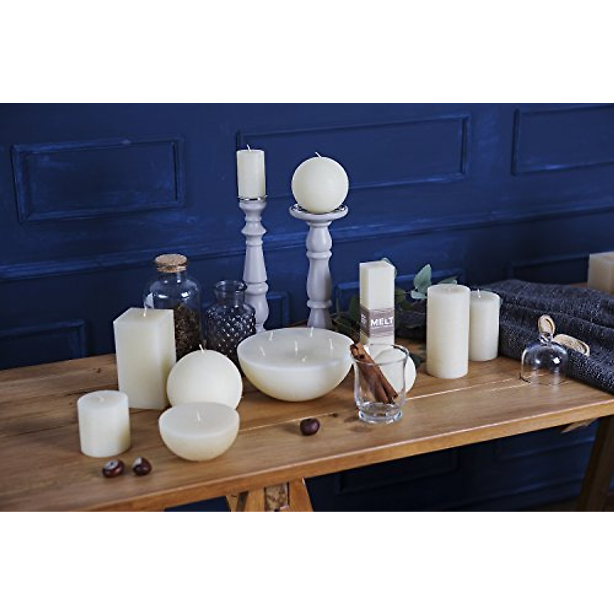 Set of 3 Pillar Candles 3" x 6" Unscented Handpoured Weddings, Home Decoration, Restaurants, Spa, Church Smokeless Cotton Wick - Ivory