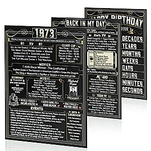 VAPARA DESIGNS 50th Birthday Decorations - 3 Pack of 11x14 Vintage Birthday Posters - 50th Birthday Decorations For Men and Women - 50 Years Ago - Back In 1973