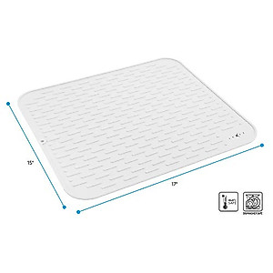 Luxet Multipurpose Premium Quality Silicone Dish Drying Mats for Kitchen Counter Top Dishes Pad, Heat Resistant Countertop Protection, Non Slip Grip, Large Trivet Size 17x15 inches (White)