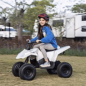 HYPER GOGO Electric Quad ATV for Kids,13" Tires Four-Wheeled Off-Road Vehicle,36V 350W Motor up to 10 Miles(White)