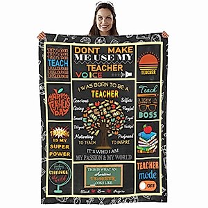 Teacher Blanket Gifts for Teachers - Lightweight Soft Throws Blankets for Teacher Appreciation Teacher's Day Birthday Back to School Retirement Gift Ideas 50"X40"