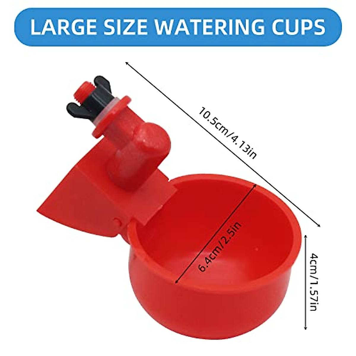 12 Pcs Chicken Waterer Cups Automatic Poultry Drinking Bowl Feeder, 1/8 Inch Thread Auto-Fill Drinking Bowl for Chicken Duck Turkey Bird Rabbit (Red)
