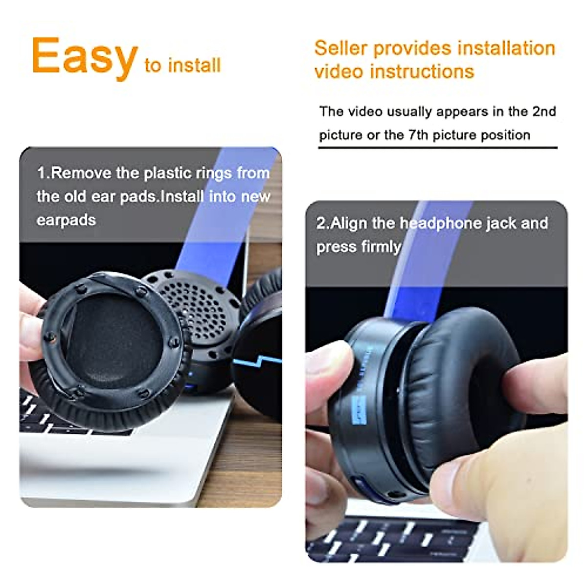 HD V8 V10 V12 defean Replacement Ear Pads Ear Cushion Cover Compatible with Sol Republic Tracks HD V8 V10 V12 On-Ear Wired Headphone, Softer Leather,High-Density Noise Cancelling Foam (Black)