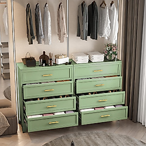 AUEYTVR Dresser for Bedroom Tall White Dresser, Chest of Drawers for Bedroom with Large Storage Space for Living Room, Hallway, Entryway, Home Office (Matcha Green, 4 Drawers)