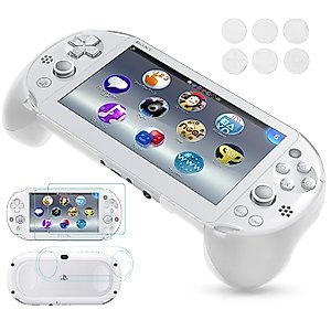 Gorliskl Hand Grip Handle Joypad Protective Case with L2 R2 Trigger Button Grip Shell Controller Protective Case for Sony PlayStation PS Vita 2000 PSV 2000 PS Vita Slim.（White）