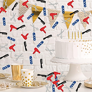 ShuanQ 120pcs Barber Confetti - Congrats Barber Grad Party Sign - Barber Birthday Party Decoration Scatters for DIY Crafts - Scissors Hair Dryer Comb Glitter Cutous