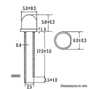 E-Projects B-0001-B03 Clear Blue LEDs, Wide Angle Light, 5 mm (Pack of 100)
