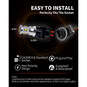 Lasfit Switchback 3157 3057 3155 3457 4157 Super Bright LED Bulbs for Turn Signal Lights Daytime running light parking light White Amber Yellow (NEED RESISTOR)