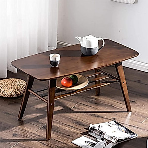 Coffee Table Bamboo,Rectangular Coffee Table with Storage Open Shelf,2-Tier Coffee Table,mid-Century Center Table,Modern Wood End Table Side Table for Living Room Sitting Room Furniture