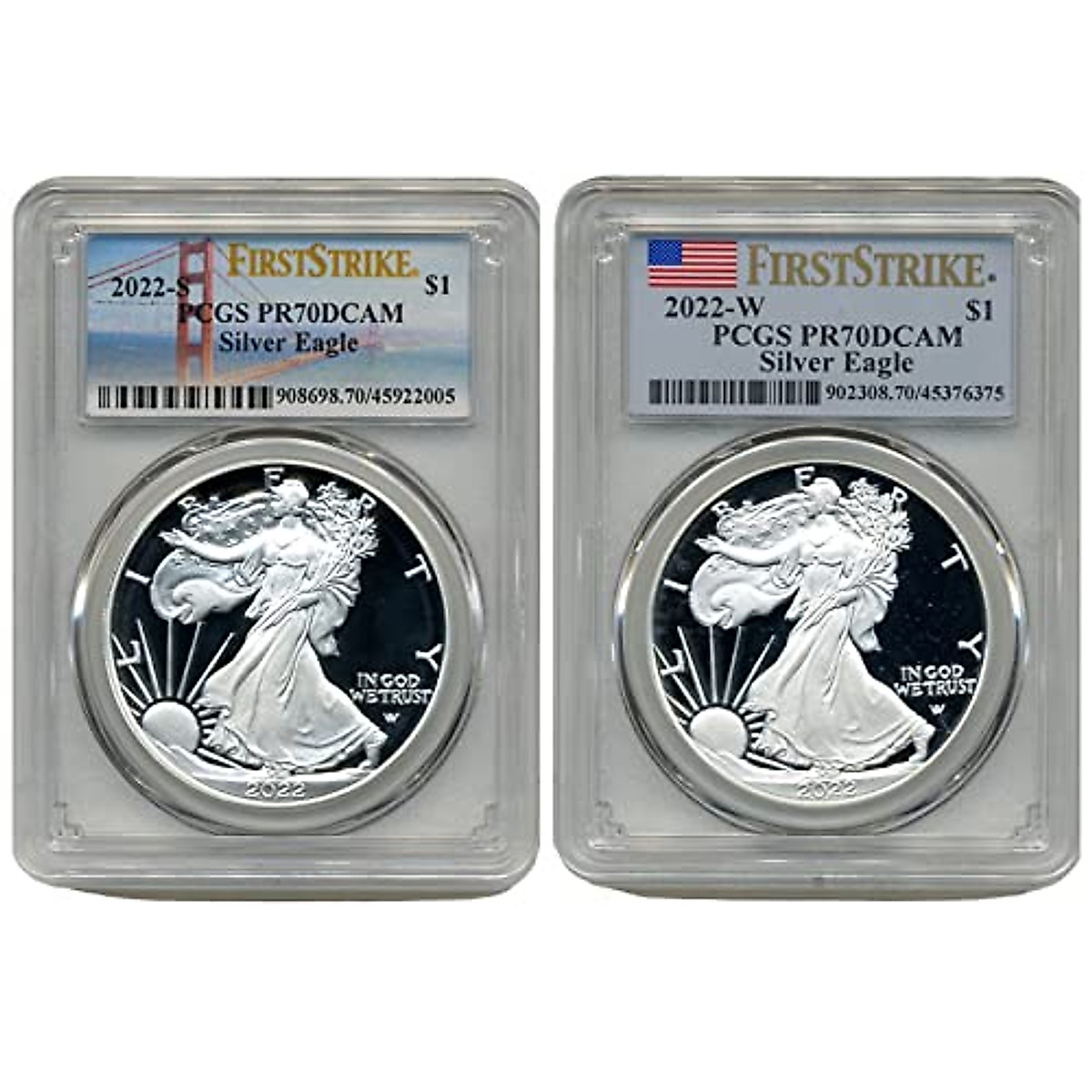 2022 S AMERICAN EAGE 1 oz proof silver coin set $1 PCGS PR70DCAM
