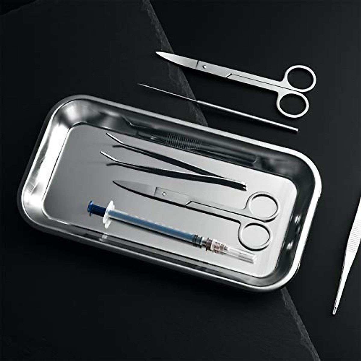 COYMOS 3 Pack Surgical Tray, Stainless Steel Tray for Lab Instrument Supplies, Tattoo Tool (Silver)