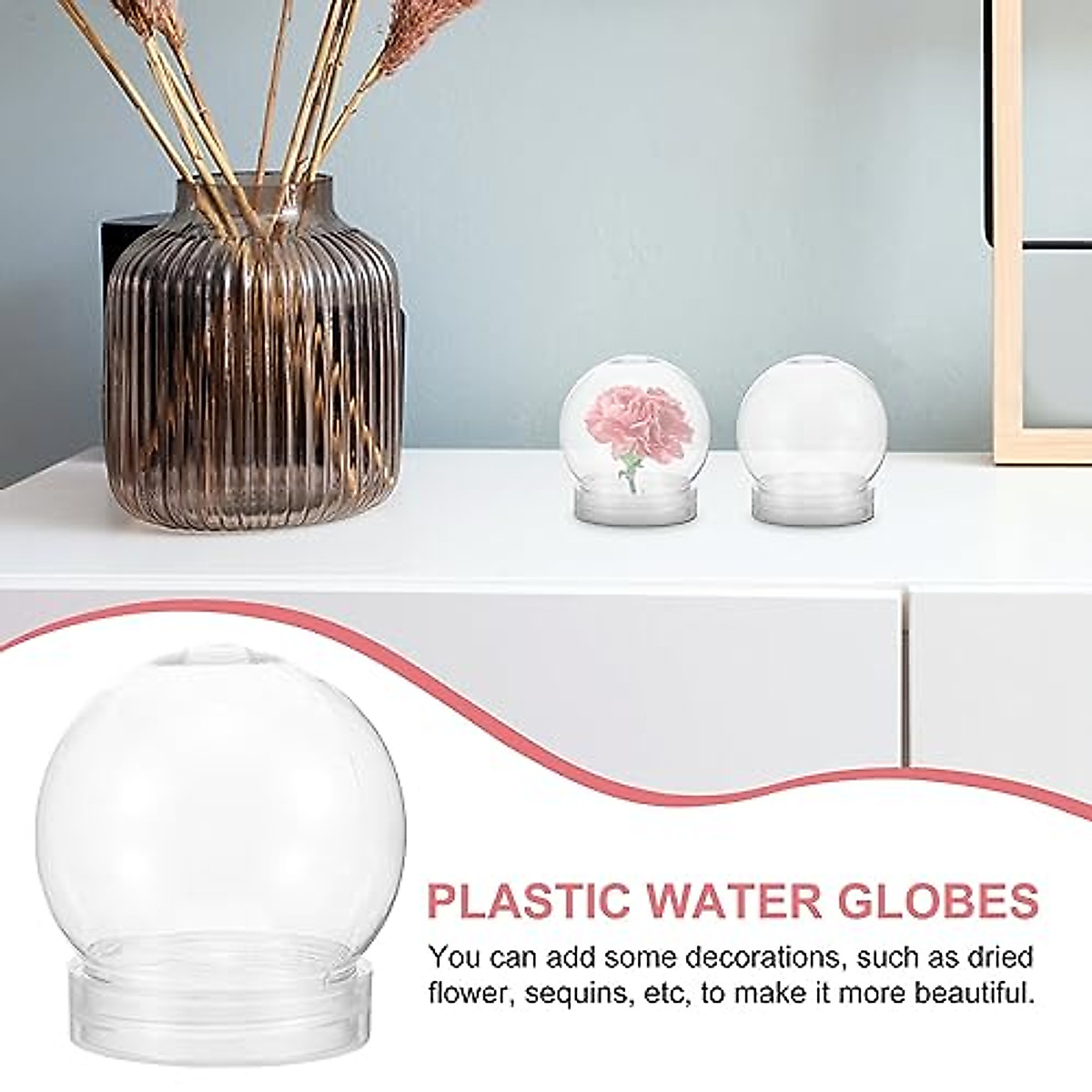 Plastic Snow Globe 50pcs Clear Snow Globes Plastic Water Globe DIY Crafts Water Globe Jar for Home Decor Snow Globe Kit