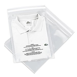 Spartan Industrial - 12” X 15” (100 Count) Self Seal Clear Poly Bags with Suffocation Warning for Packaging, T Shirts & FBA - Permanent Adhesive