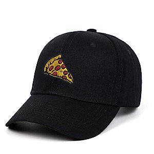 YUNXIBASECAP Pepperoni Pizza Embroidery Baseball Cap Dad Hat Unisex Adjustable Hip hop Pizza Cap Black