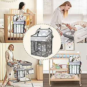 Yoe Gogh Hanging Diaper Caddy Organizer, Changing Table Baby Diaper Organizer with 4-Multi-Use Mesh Pockets, Nursery Storage Stacker for Cribs Playard Bassinet