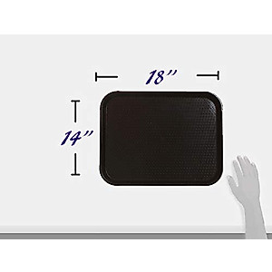 Fast Food Tray 14 x 18 Black Rectangular Polypropylene Serving Tray for Cafeteria, Diner, Restaurant, Food Courts