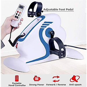 Fitness Motorized Leg & Arm Pedal Exerciser Electric Exercise Bike for The Elderly and Seniors, Electronic Physical Therapy Rehab Bike Trainer with Leg Protectors & Bonus Grip Strength Ball