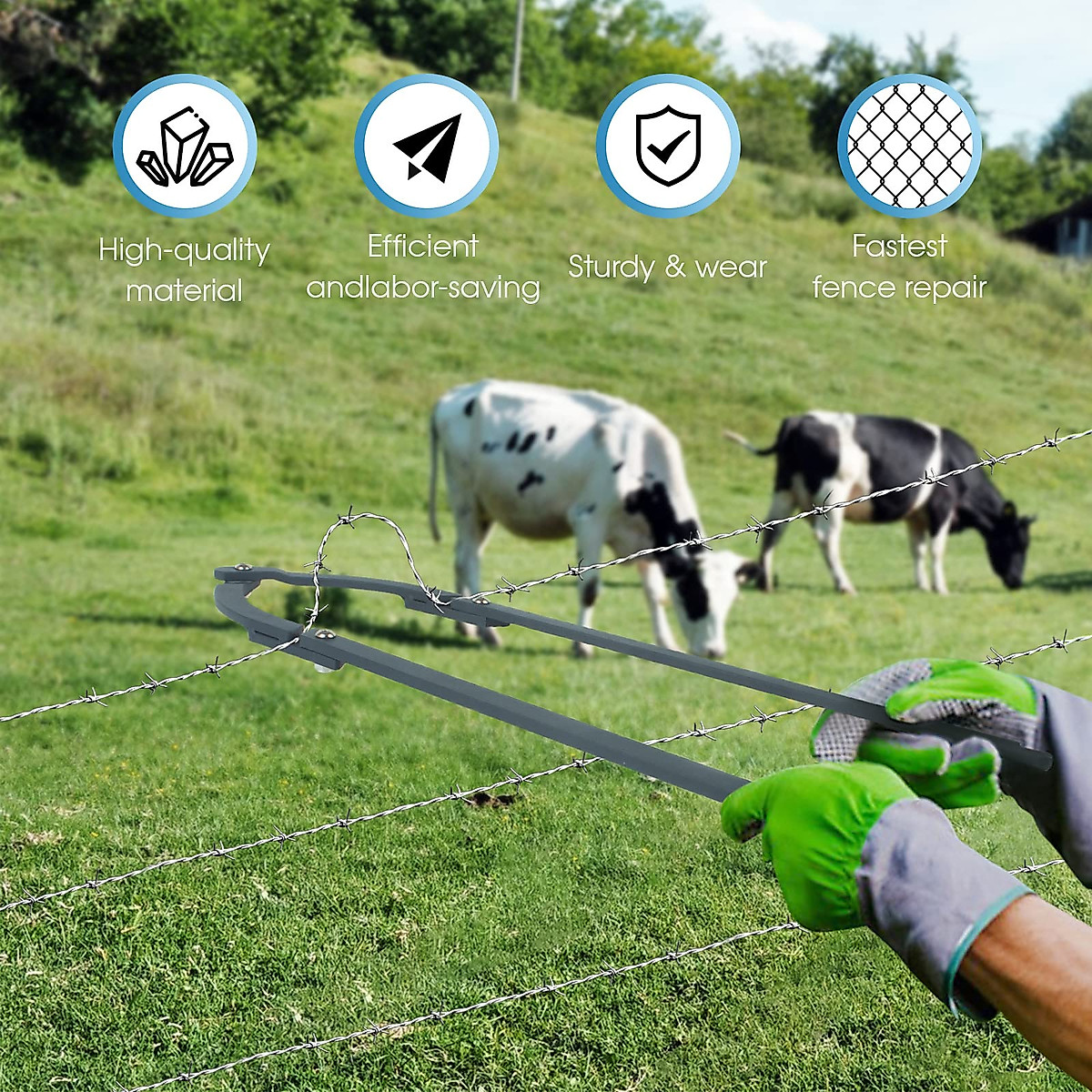 Fence Fixer, Iron Garden Fence Fixer Repair Tool Barbed Wire Fence Stretcher Tool Barbed Wire Tightener Tightening Repair for Garden Fence