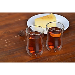 Verre Collection Turkish Tea Cups Double Wall Glass, 4.25 oz, Set of 2 - Insulated Heat Resistant & Lightweight Glass Tea Set (2-Pack)
