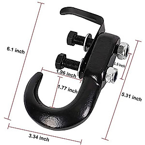 XSTRAP STANDARD 2PK Universal Recovery Tow Hooks 10000LBS Black Forged Tow Hooks Compatible with Jeep Ford Dodge Chevy Chevrolet GMC Toyota Pickup Truck