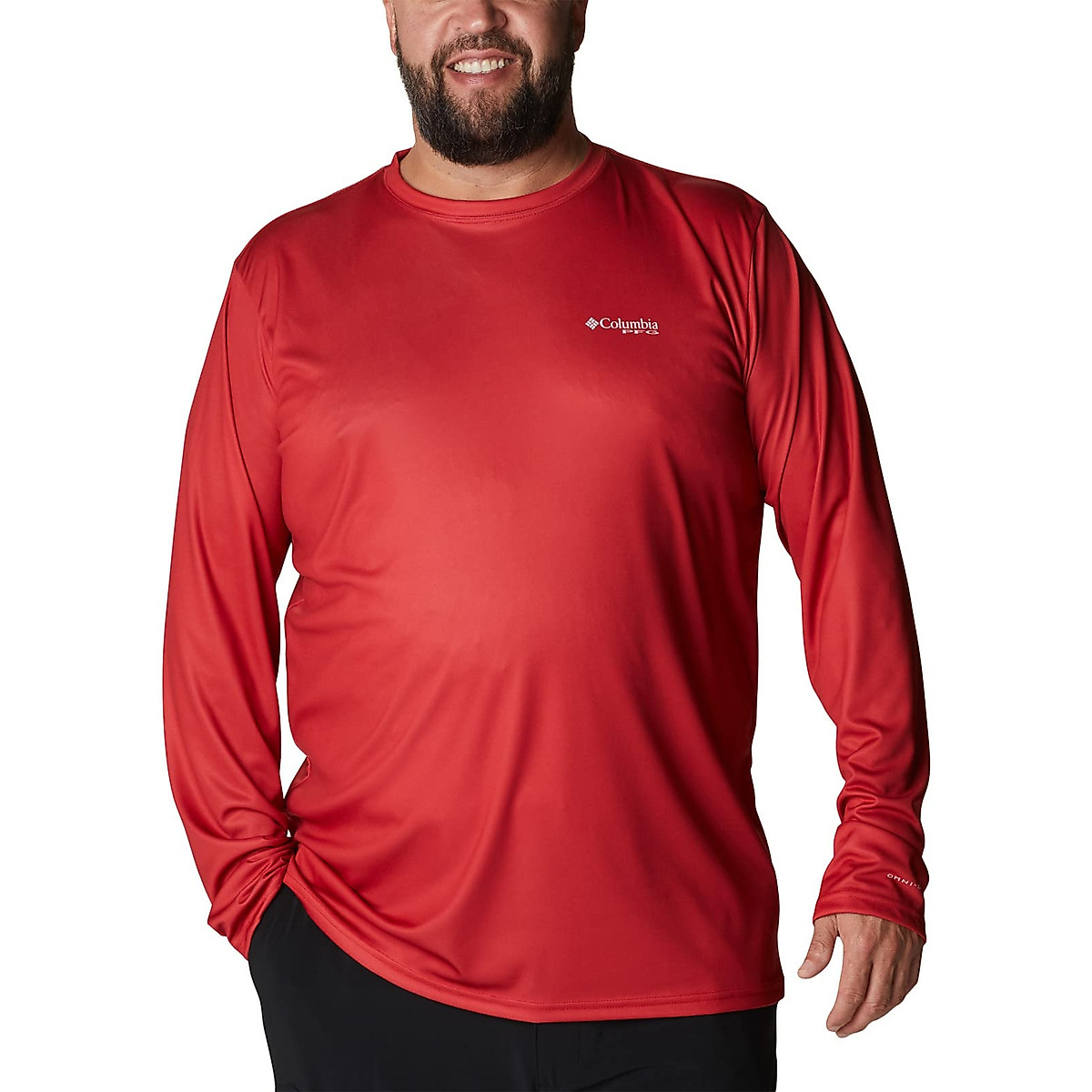 Columbia Men's Terminal Tackle PFG Fish Flag LS, Red Spark/White, 4X