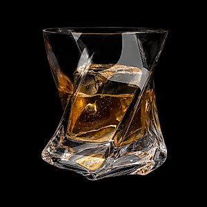 STAR Whiskey Glasses Heavy Tumbler – Elevate your Drinking Experience Whiskey Set of 2 Hand Blown, Cystal, Bourbon Glass (7oz) w/ Matching Ice Mold Glassware sets gifts for Men, Rock Glasses