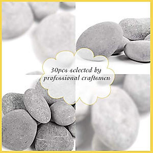 30 River Rocks for Painting, Painting Rocks Bulk, Smooth Rocks for Painting, Natural Stones, Craft Rocks for Painting Around 1.2-3.5 inches, Kindness Rocks, Outdoor Garden Rock Art, Family DIY Project