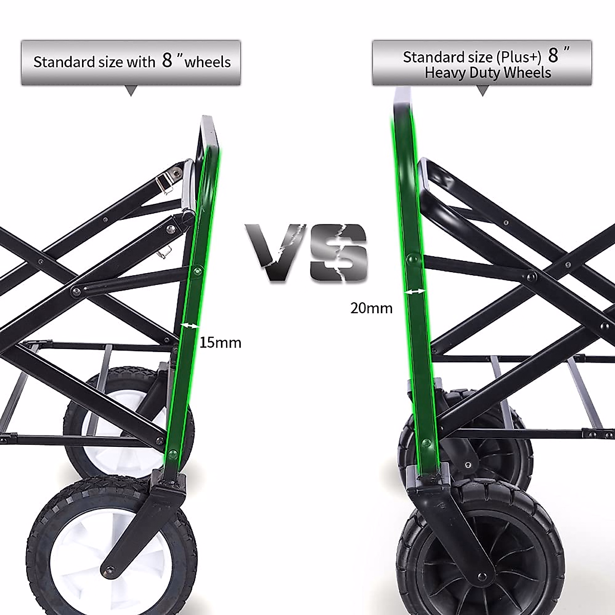 WHITSUNDAY Collapsible Folding Garden Outdoor Park Utility Wagon Picnic Camping Cart with Bearing and Brake 8" All Terrain Wheels with Rear Storage (Summer)