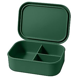 YFBXG Bento Lunch Box Container, Reusable Silicone Bento Lunch Container,Leak-Proof 3 Compartment Bento Box for Adult & kids, Microwave Safe (Green)