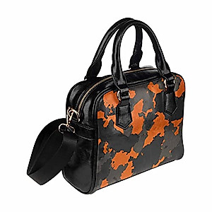 D-Story Orange Camouflage Handbags for women Leather Purses and Handbags for Women Shoulder Bag Top Handle Satchel Ladies