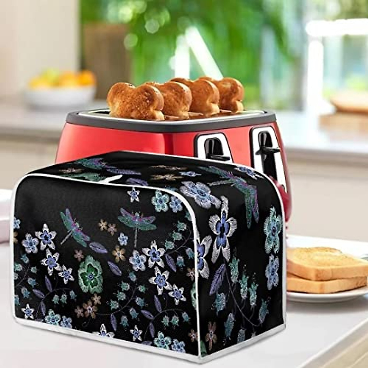 Yiekeluo White Daisy Toaster Cover Rainbow Leopard Print 2 Slice Bread Toaster Oven Dustproof Cover,Washable & Waterproof