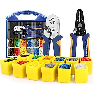 Haisstronica Ferrule Crimping Tool Kit AWG 23-7 Wire Ferrules Crimper with 2500pcs Wire End Terminals AWG 22-7 and Wire Stripper