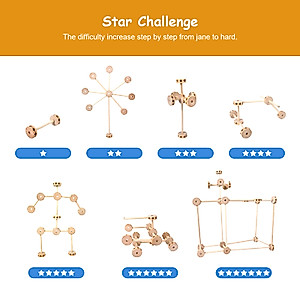 WODI Wooden Building Blocks，60 PCS Tiny Educational Natural Wood Stem Toys, DIY Wooden Blocks Splicing, Montessori Building Blocks Building Blocks for Kids Ages 4-8 to Create Various Shapes