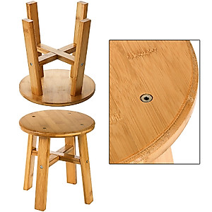 Yesland Wood Stool, Bamboo Small Low Stool Mini Plant Stool 8.5 X 9.25 Inch Wooden Round Short Step Stool to Sit on for Shoe Changing, Bed, Natural Color