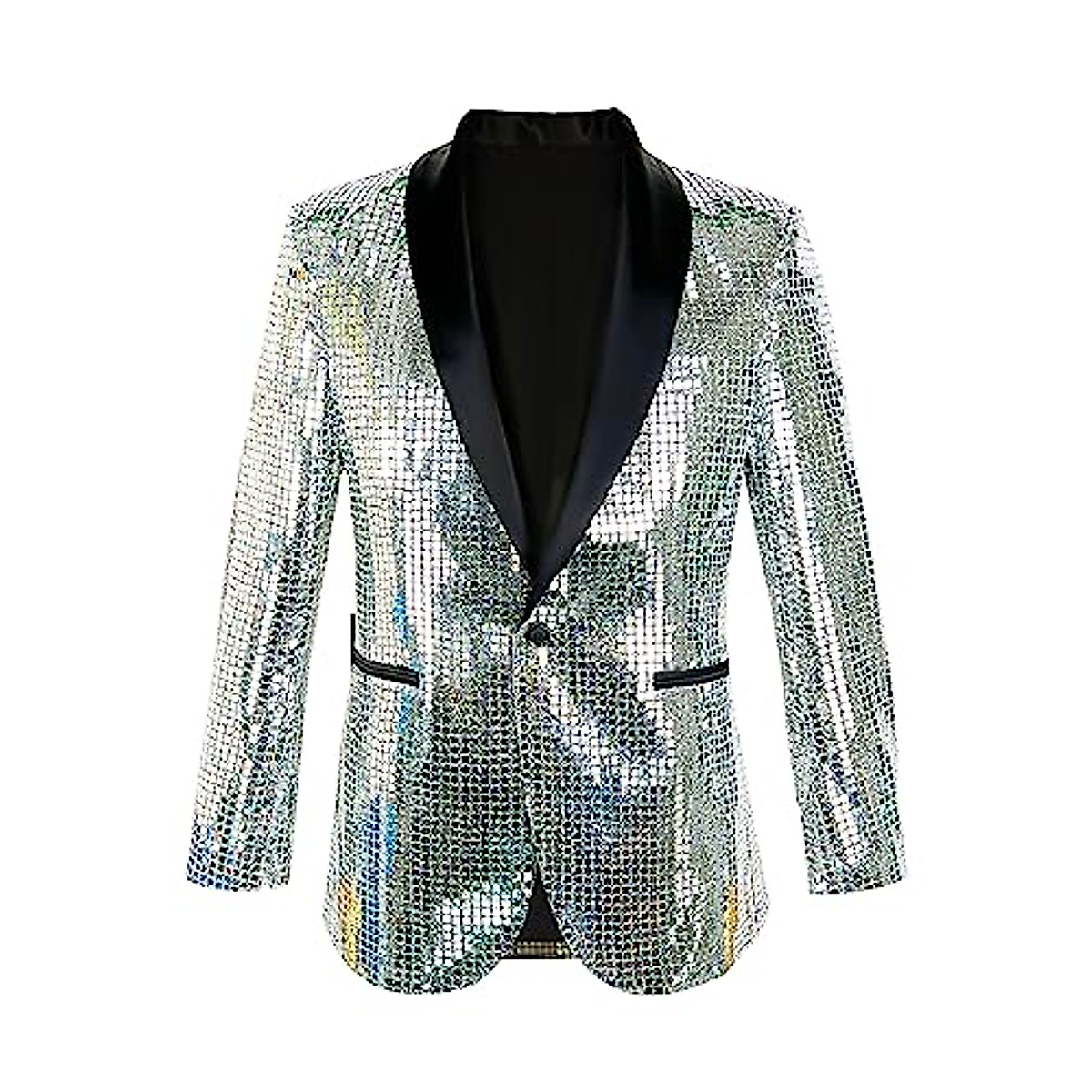Nawgut Sequin Blazer Metallic Suit Disco Prom Shiny Jacket Wedding Party Banquet Fashion Tuxedo for Mens Adult-Medium