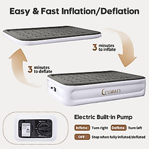 Cotabaty Queen Air Mattress with Built-in Pump, 18 inch Tall Inflatable Mattress Double Airbed, Luxury Self Inflating Air Bed Blow Up Mattress Portable for Home Camping Travel, 650lb Max, Foldable