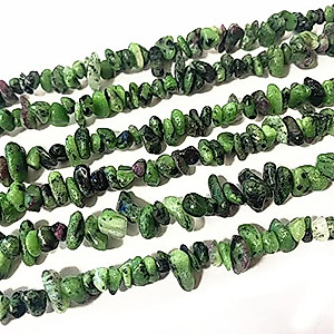 PLTbeads 7-8mm Natural Ruby Zoisite Gemstone Chips Beads Healing Crystals Waist Bracelets Necklace Kit Irregular Stone DIY Crafts Design Jewelry Making