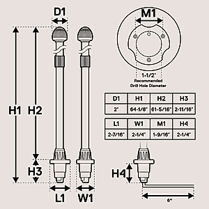 TRUE MODS 34"- 60" 12-24V Adjustable White LED Marine Navigation Anchor All-Round Boat Light [USCG ABYC A-16 3NM] [Telescoping Pole Base] [Waterproof] 3 Nautical Mile Back Rear Stern Tower Light